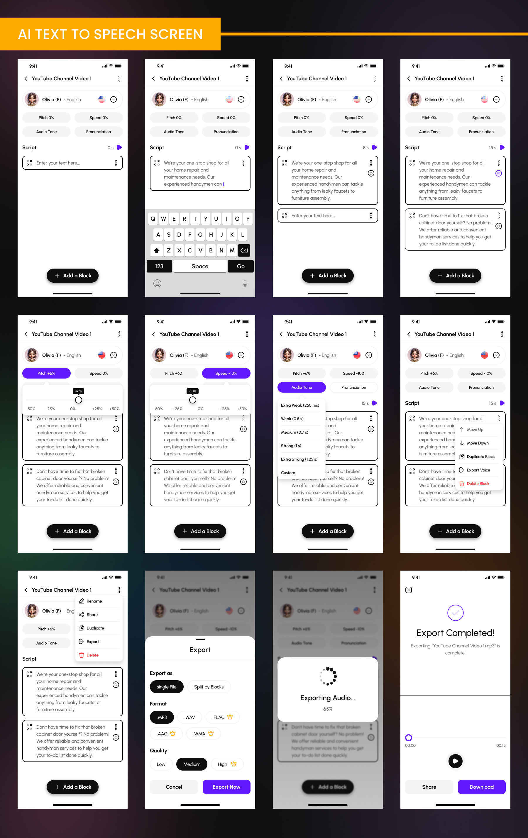 AI-Powered Voice Generation and Translation Mobile App UI Kit Figma Template - WEvoice by The ...